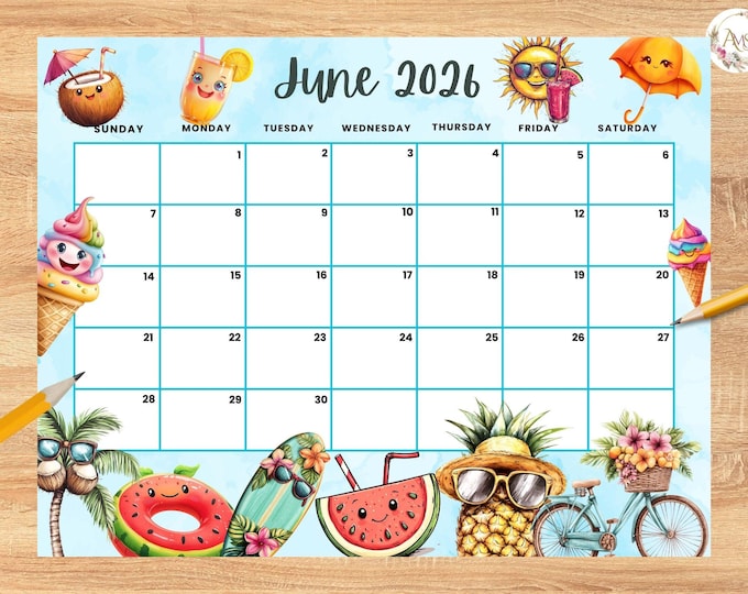 EDITABLE June 2025 Calendar, 2025 Summer Planner, Fillable June ...
