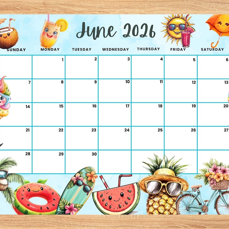 Cute June Calendar - Etsy