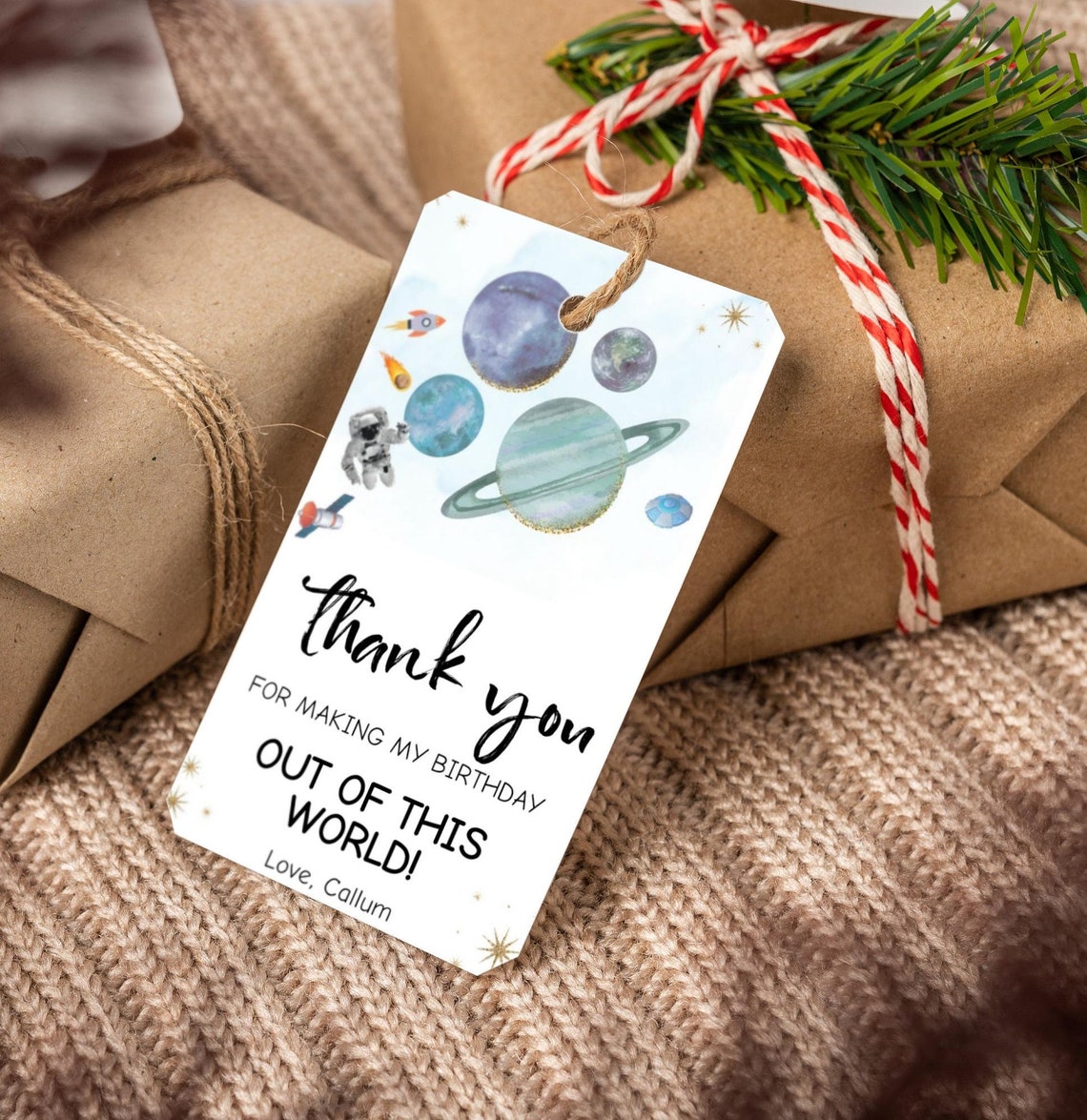 Editable Outer Space Favor Tags, Galaxy Birthday Thank You Tags, Planet ...