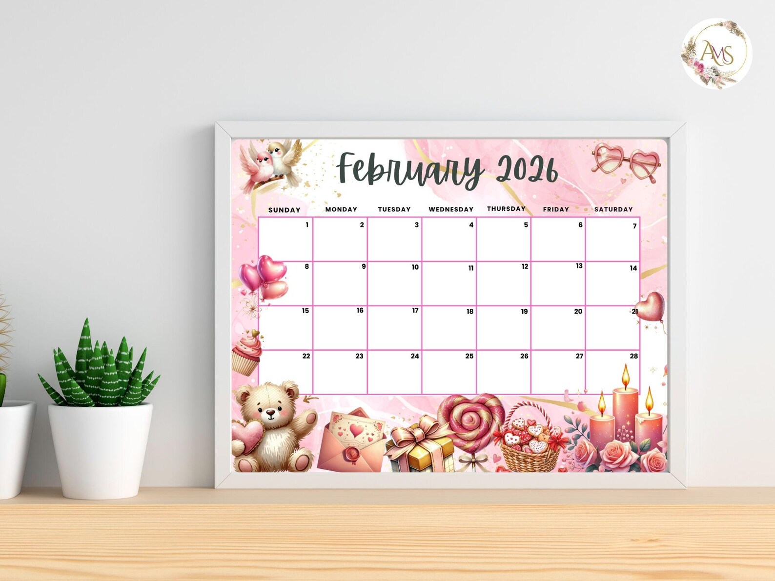 EDITABLE Fillable February 2026 Calendar, Cute Valentine Planner With ...