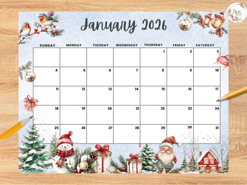 EDITABLE Fillable January 2026 Calendar, Winter Snowman Planner ...