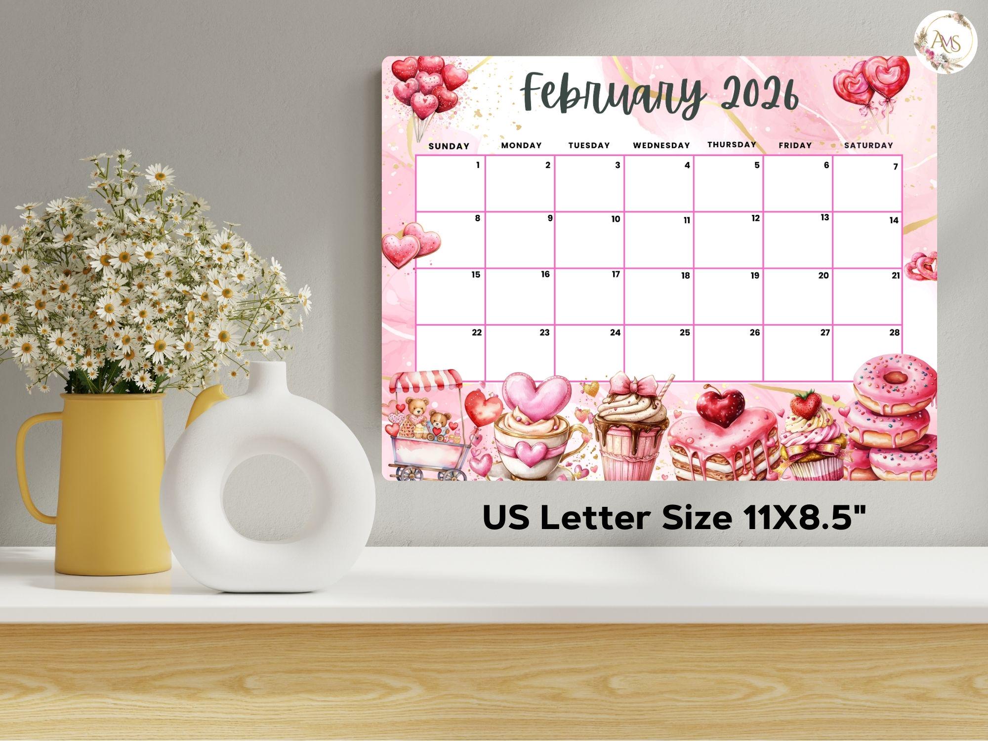 EDITABLE Fillable February 2026 Calendar, Valentine Sweets Planner With ...