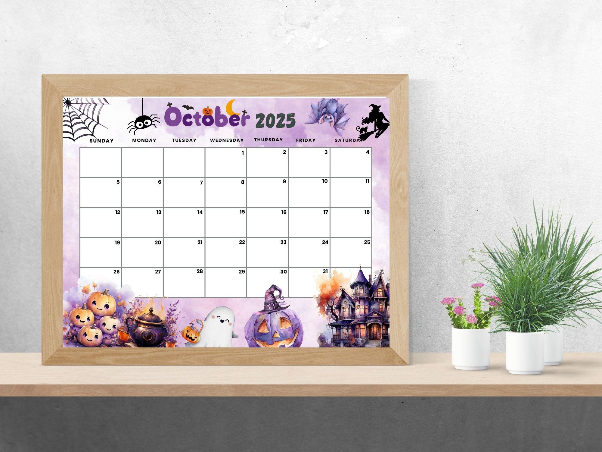 October 2025 Halloween Calendar, Spooky Pumpkins, Ghosts (editable PDF ...