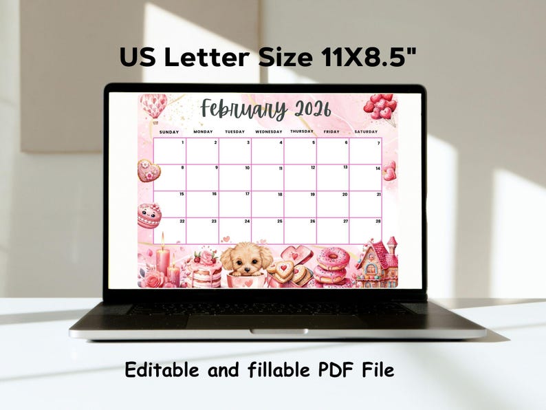 EDITABLE Fillable February 2026 Calendar, Cute Valentine Sweets Planner ...