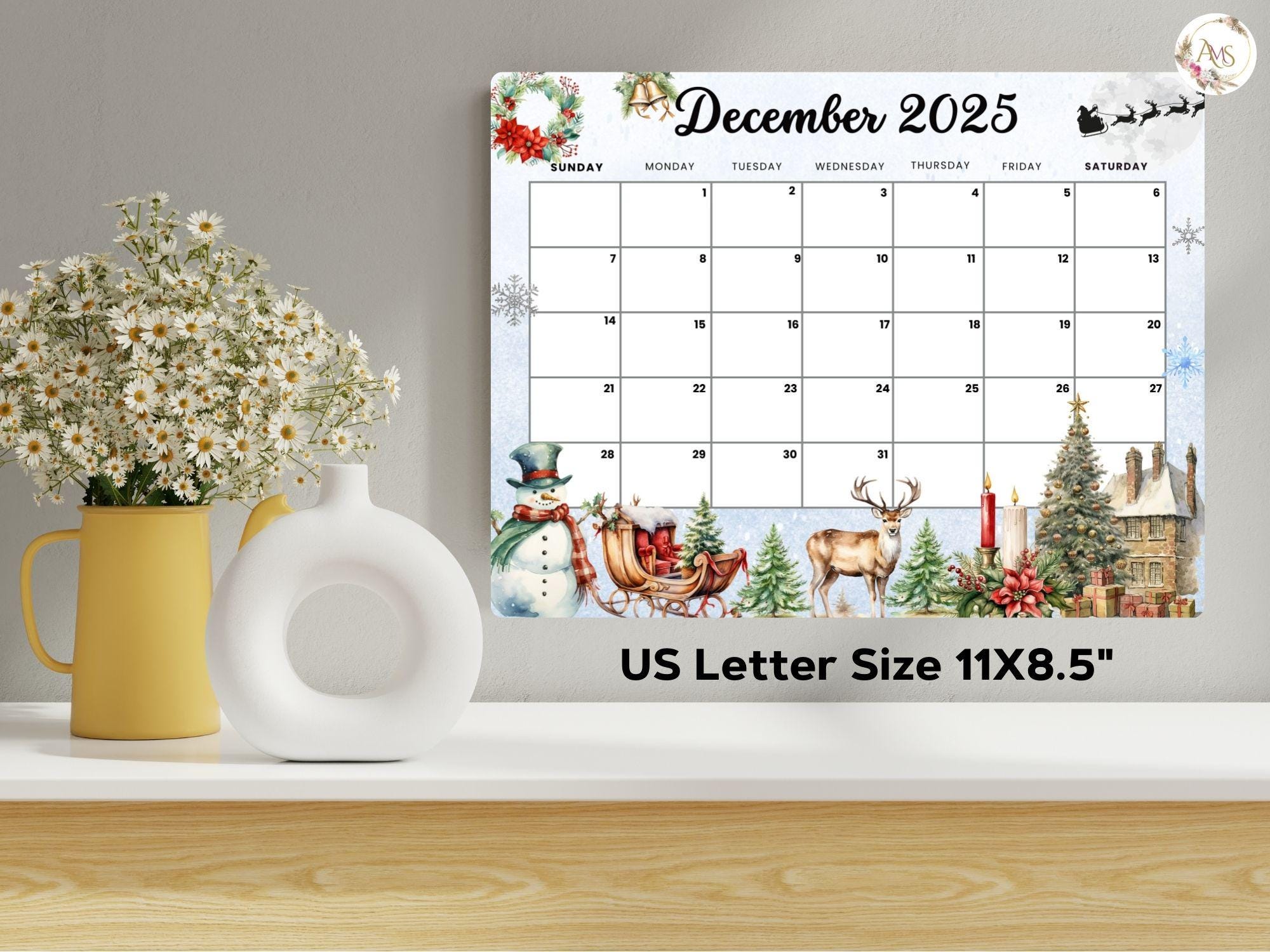 EDITABLE December 2025 Christmas Theme Calendar With Snowman, Christmas ...