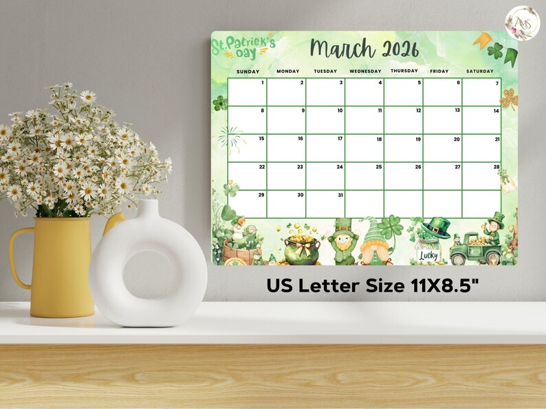 March 2026 Calendar, St. Patrick's Planner, Printable Monthly Schedule ...