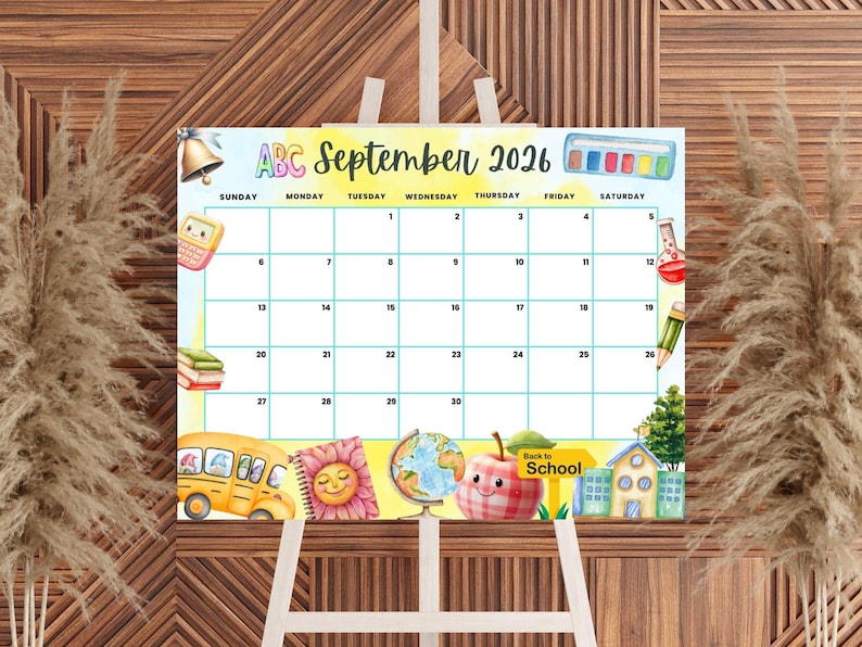 September 2026 Calendar,back to School Cute Monthly Printable Planner ...