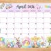 Editable April 2026 Calendar, Happy Easter With Cute Bunny, Printable ...