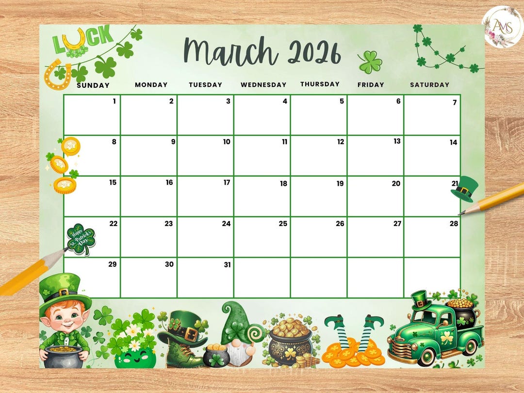 March 2026 Fillable Calendar, St. Patrick's Day Fillable March Planner ...