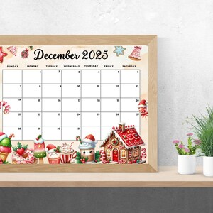 EDITABLE December 2025 Christmas Calendar With Sweets, Drink, Candy ...
