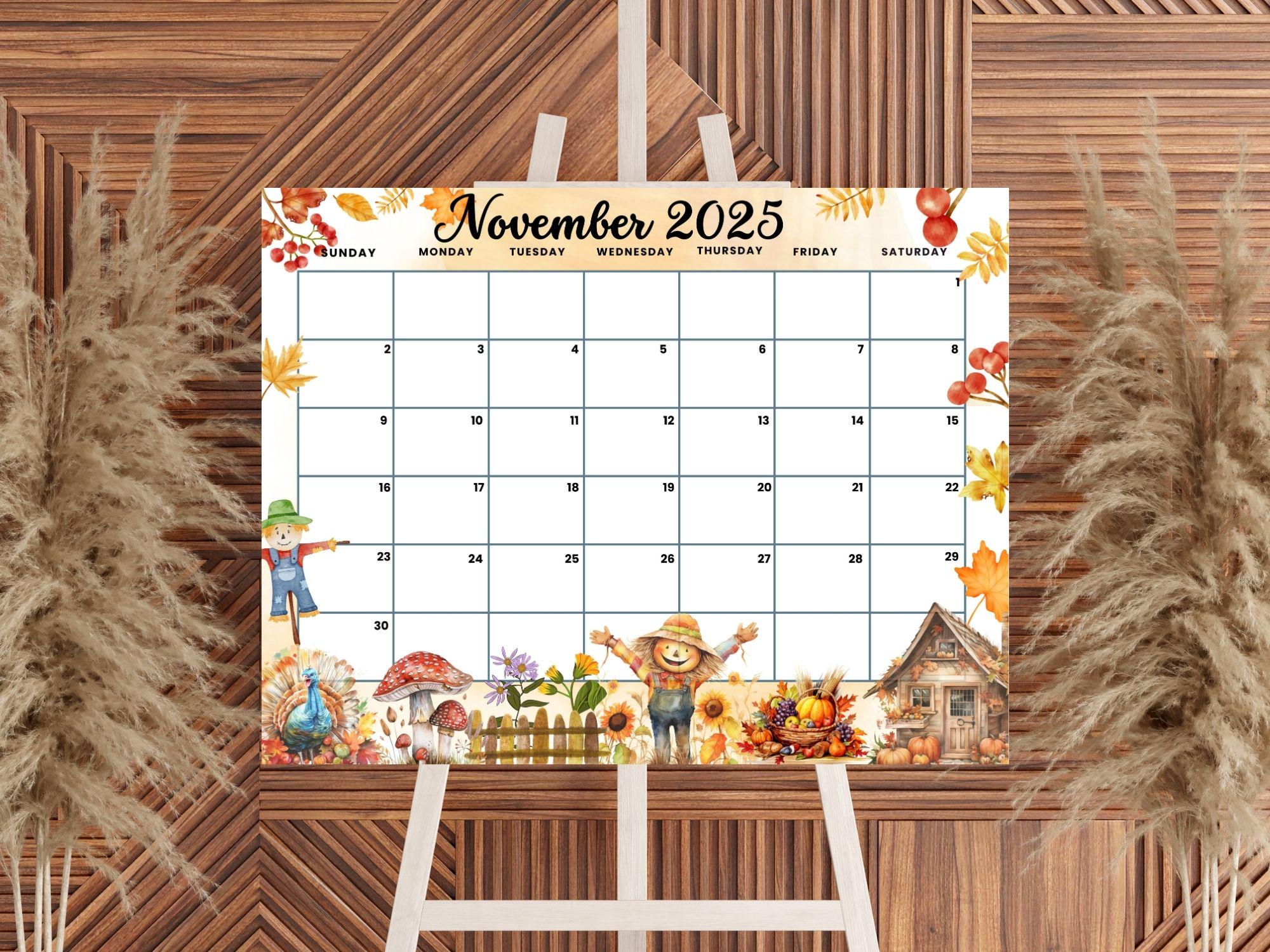 EDITABLE November 2025 Calendar, Happy Thanksgiving Planner With ...
