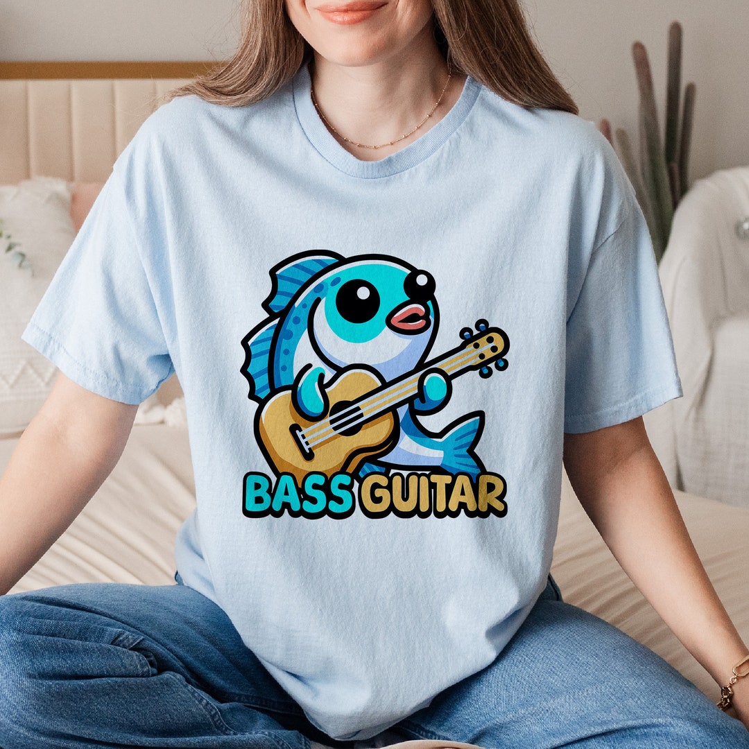 Cute Music Fish Pun Shirt, Bass Guitar Shirt, Kawaii Fish Puns, Punny T ...