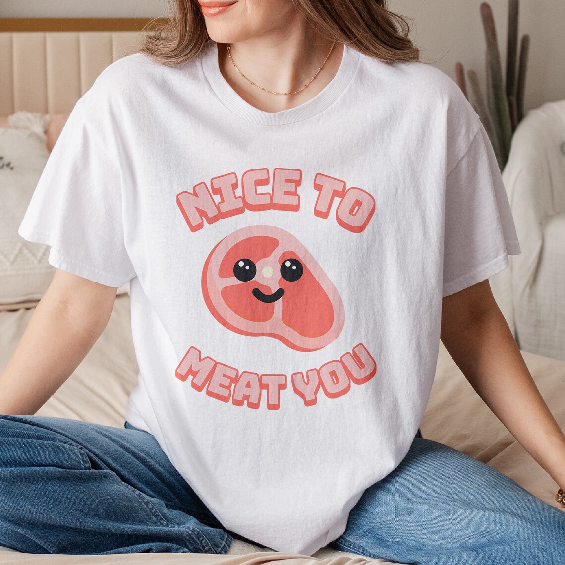 Cute Meat Pun Shirt, Nice to Meat You Shirt, Kawaii Meat, Punny T-shirt ...