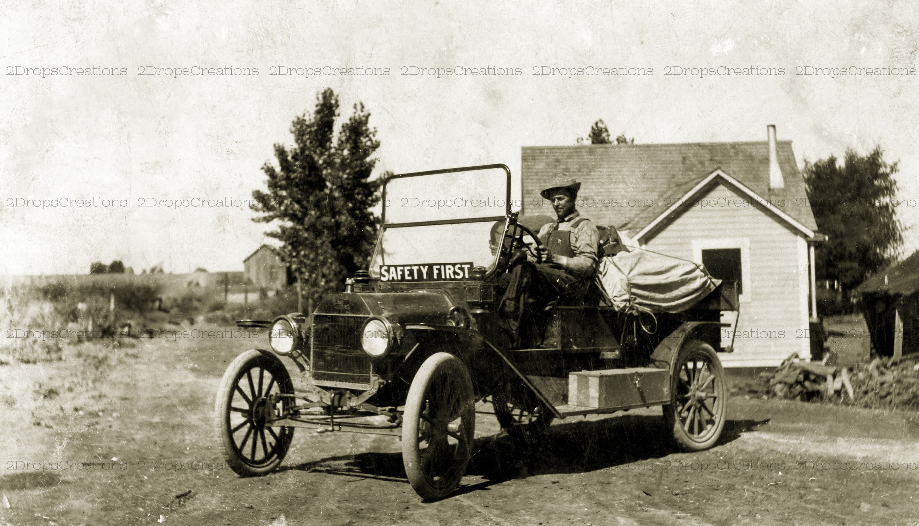 Safety First Early 1900's Model Ford on a Homestead. - Etsy