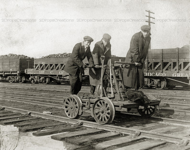 Three Friends on a Railroad Handcar in the 1920's - Etsy