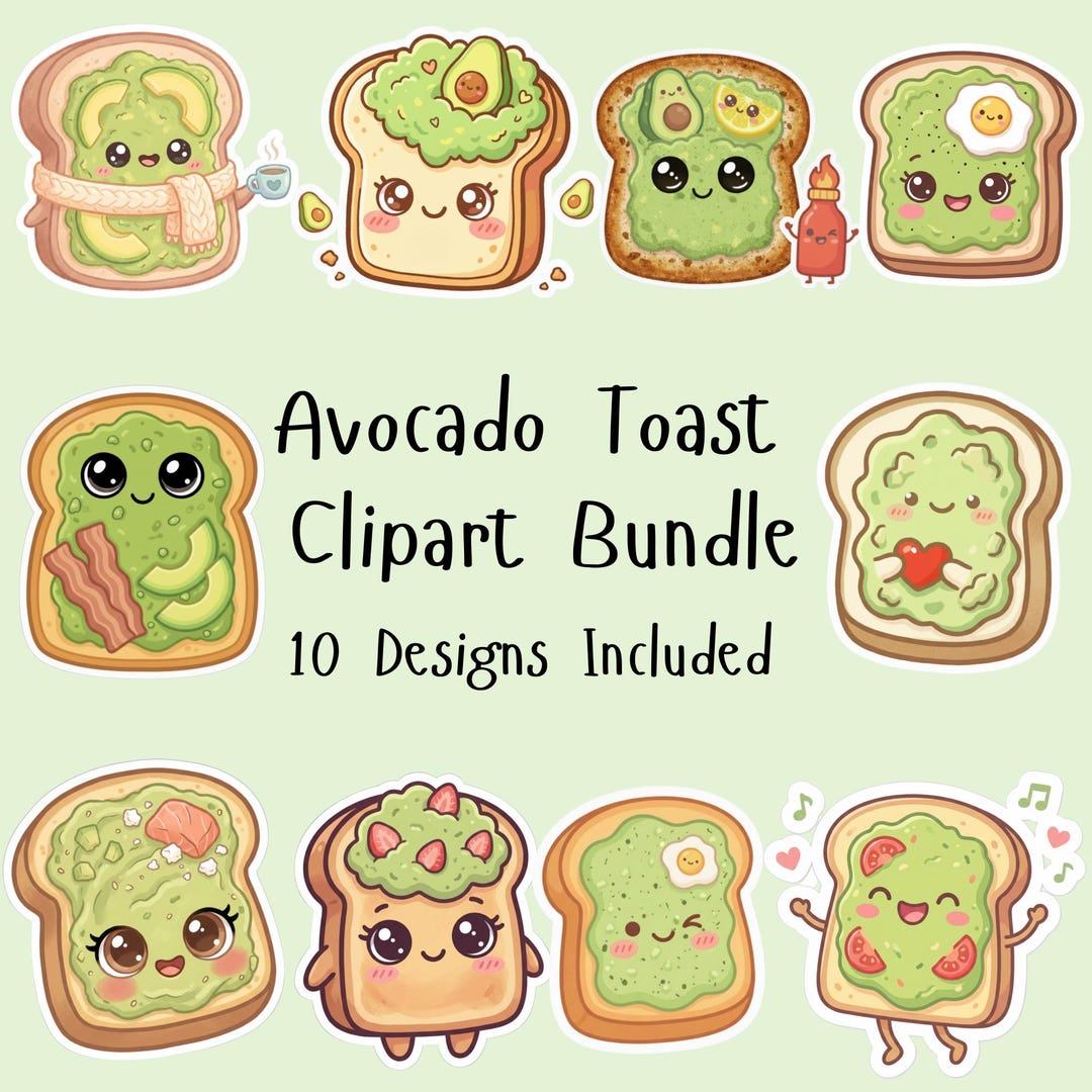 Avocado Toast PNG Bundle | 10 Food Designs | Sublimation, Crafts & More ...