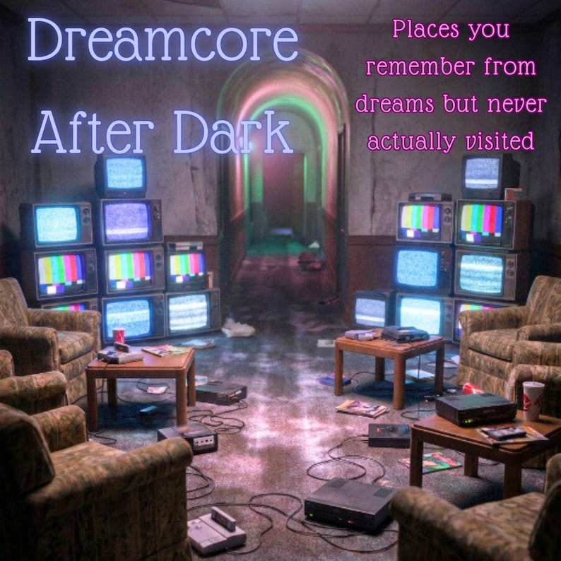 Dreamcore After Dark | Liminal Space Printable Art Bundle | 12 Neon ...