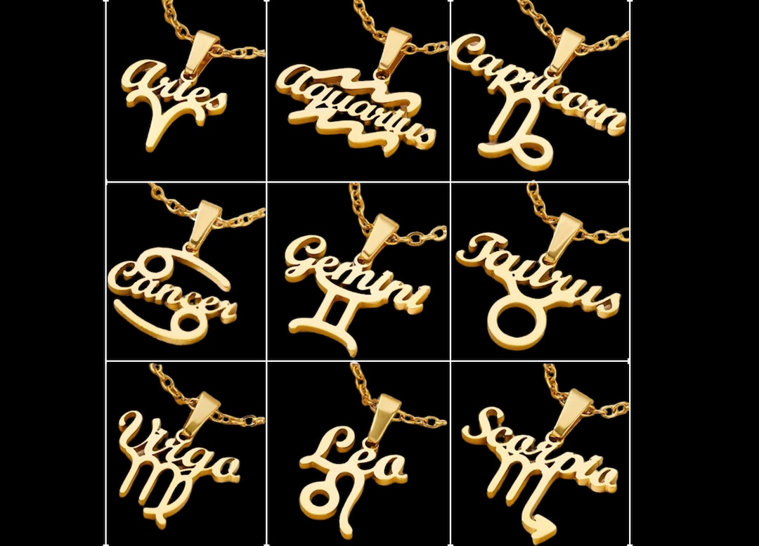 Zodiac Sign Necklace, Gold Plated Birth Month Astrology Gift, Astrology Lover Birthday Gift ...