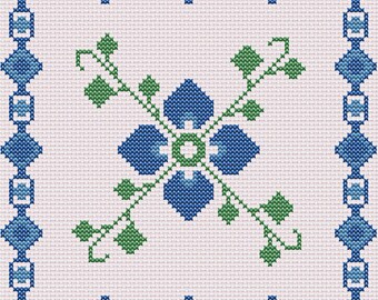 Cornflower Cross Stitch Pattern Wildflower Pattern PDF Floral ...