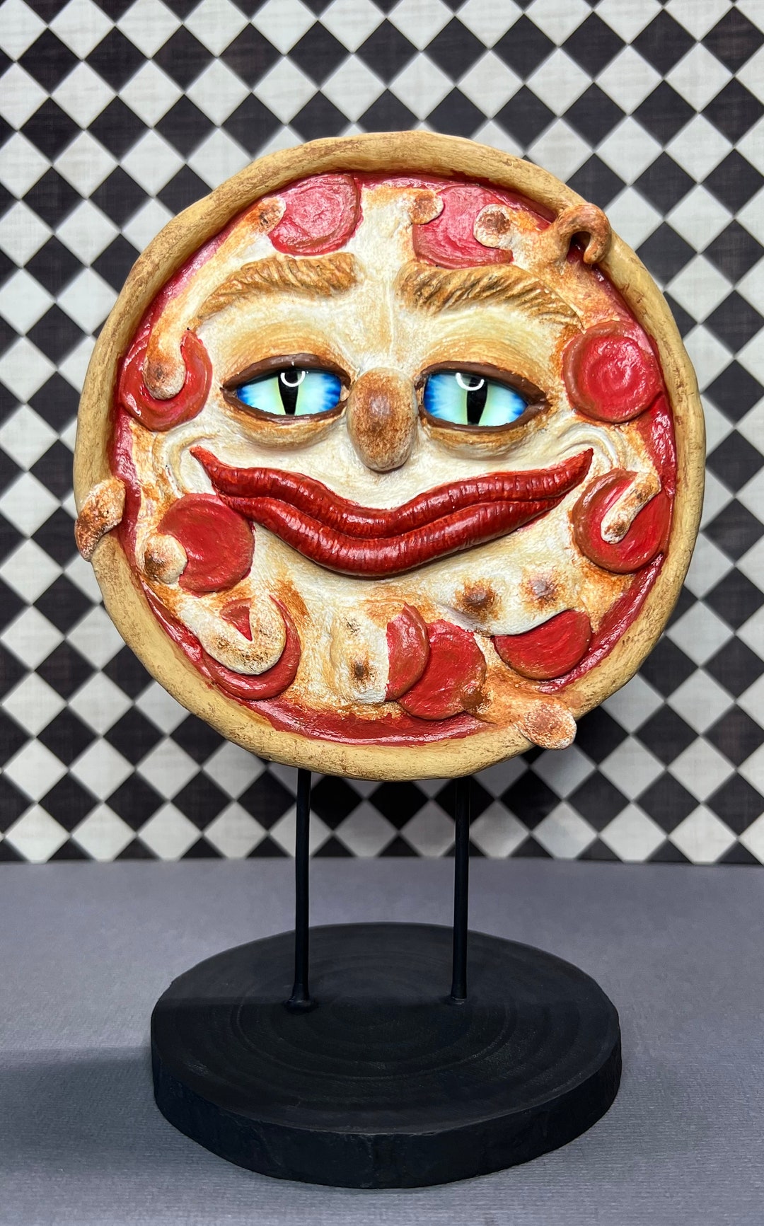 Monster Sculpture Pizza Pepperoni Cheese Baked Food Sculpture Polymer ...
