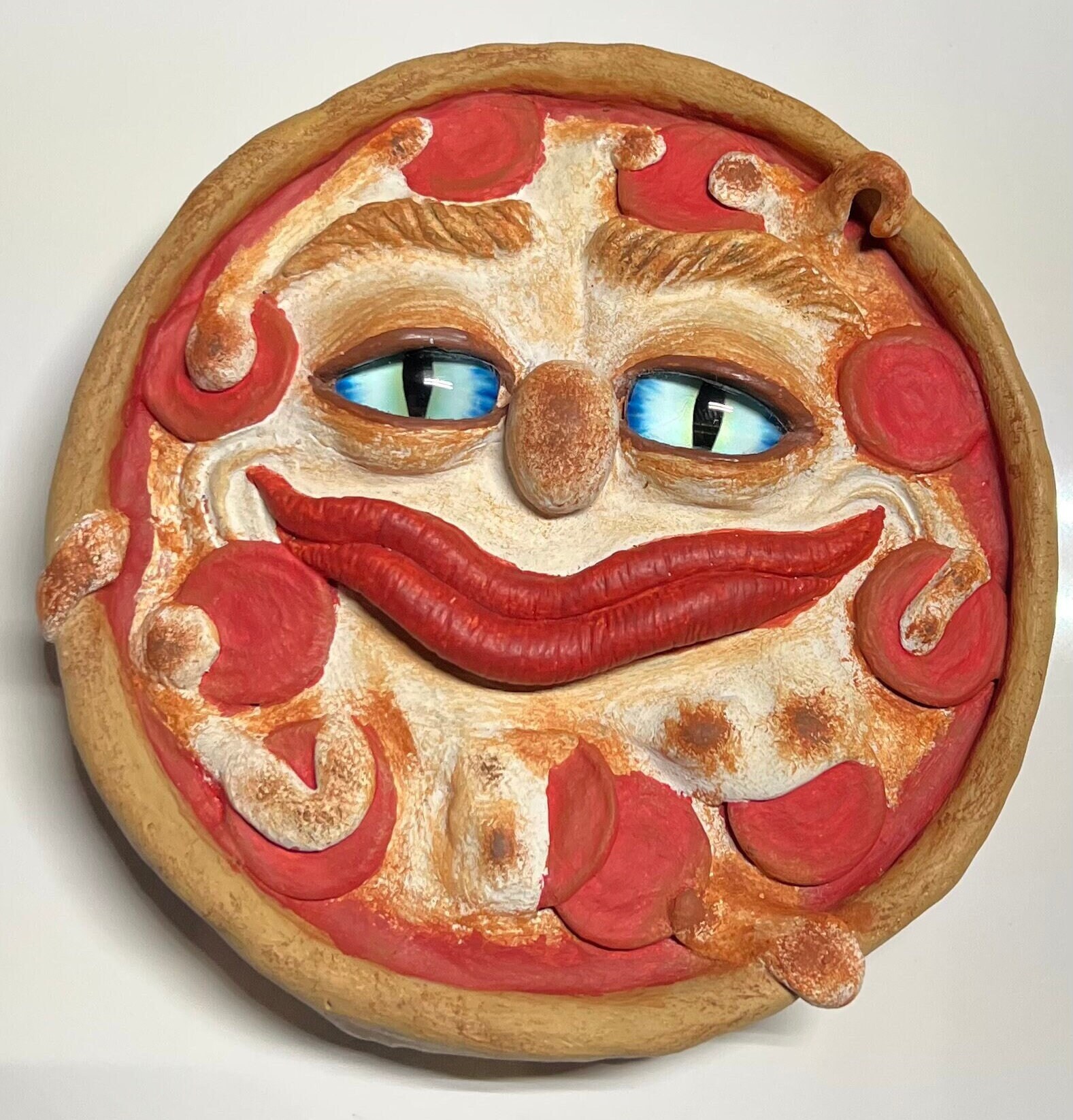 Monster Sculpture Pizza Pepperoni Cheese Baked Food Sculpture Polymer ...