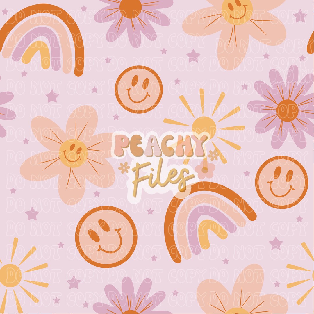 Rainbow & Smiley Faces Lilac Background - Etsy