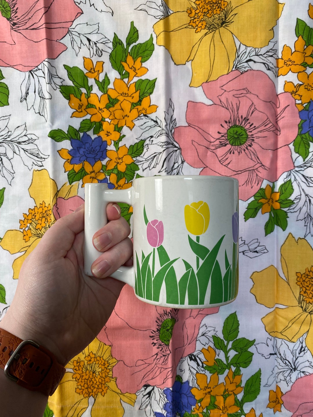 Vintage FTDA Tulip Mug With Vase Handle - Etsy