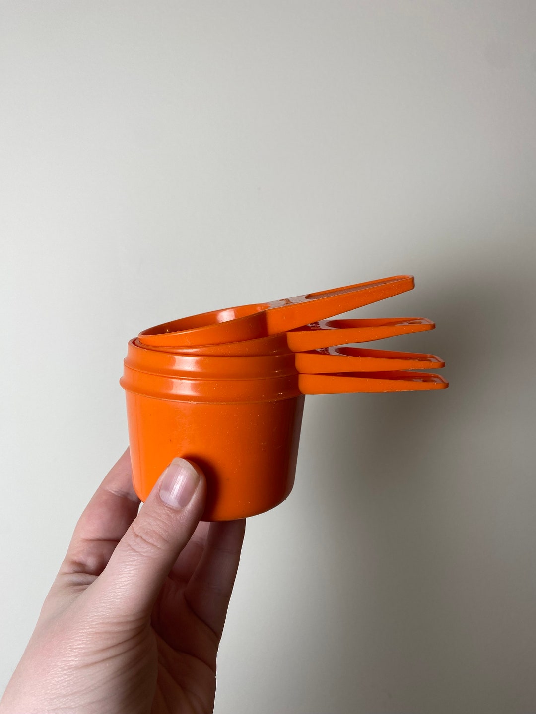 Vintage Orange Tupperware Measuring Cups and Mini Funnel - Etsy