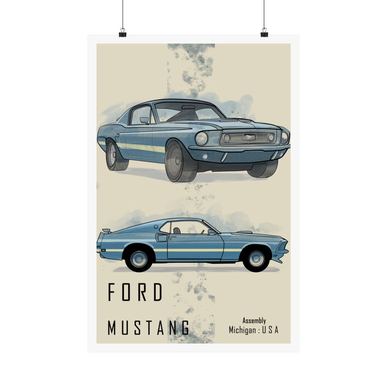 Ford Mustang Poster, Mustang Wall Art, Father's Day, Birthday Gift ...