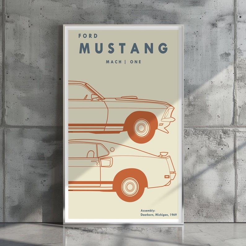 Mustang Mach 1 Poster: Vintage Car Wall Art - Etsy