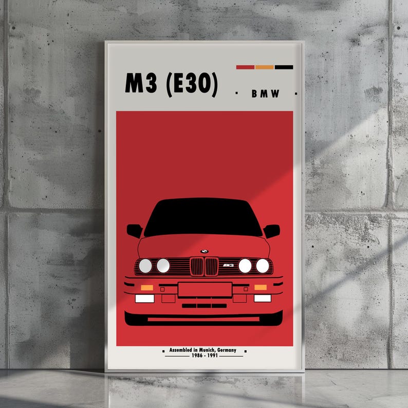 BMW Poster, M3 Wall Art, Bmw M3 E30, Birthday Gift, BMW Art Print ...