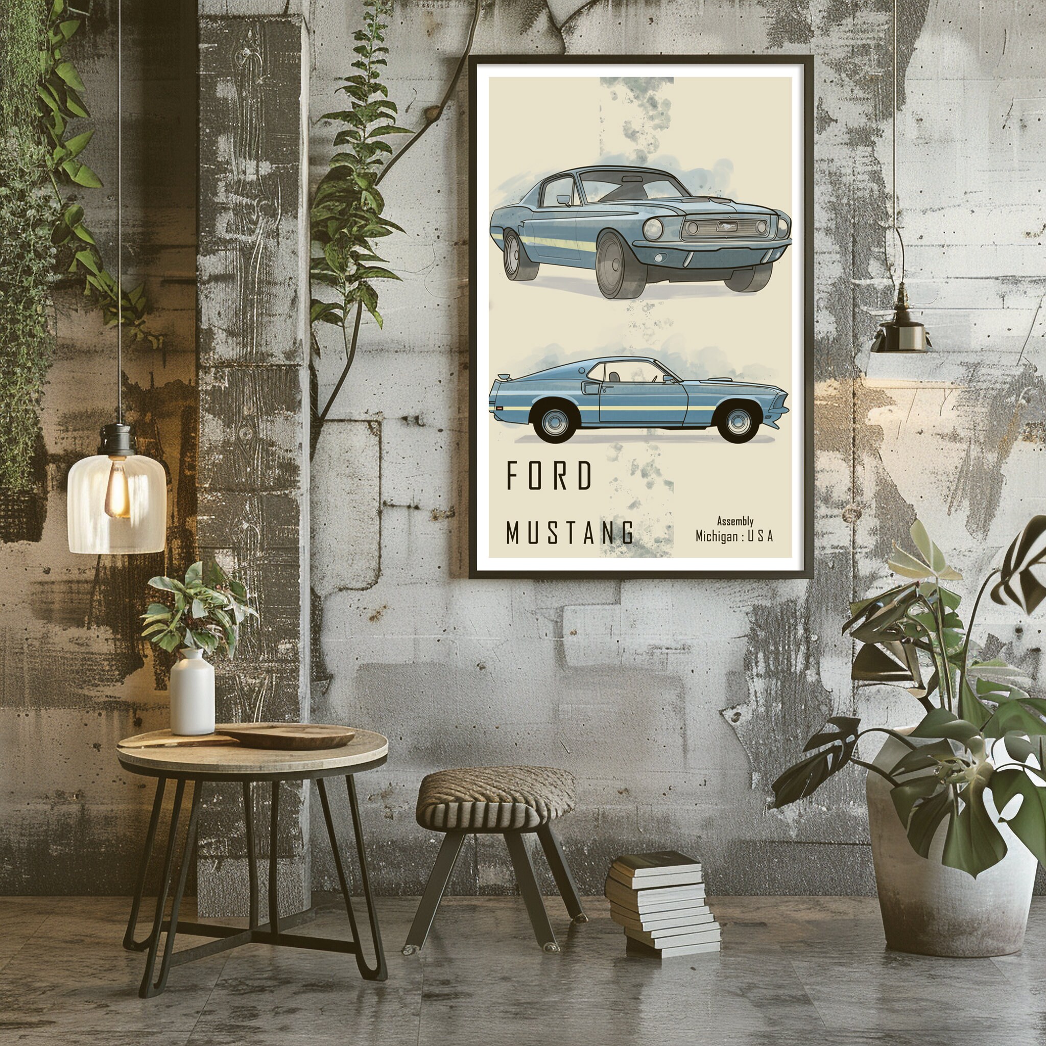 Ford Mustang Poster, Mustang Wall Art, Father's Day, Birthday Gift ...