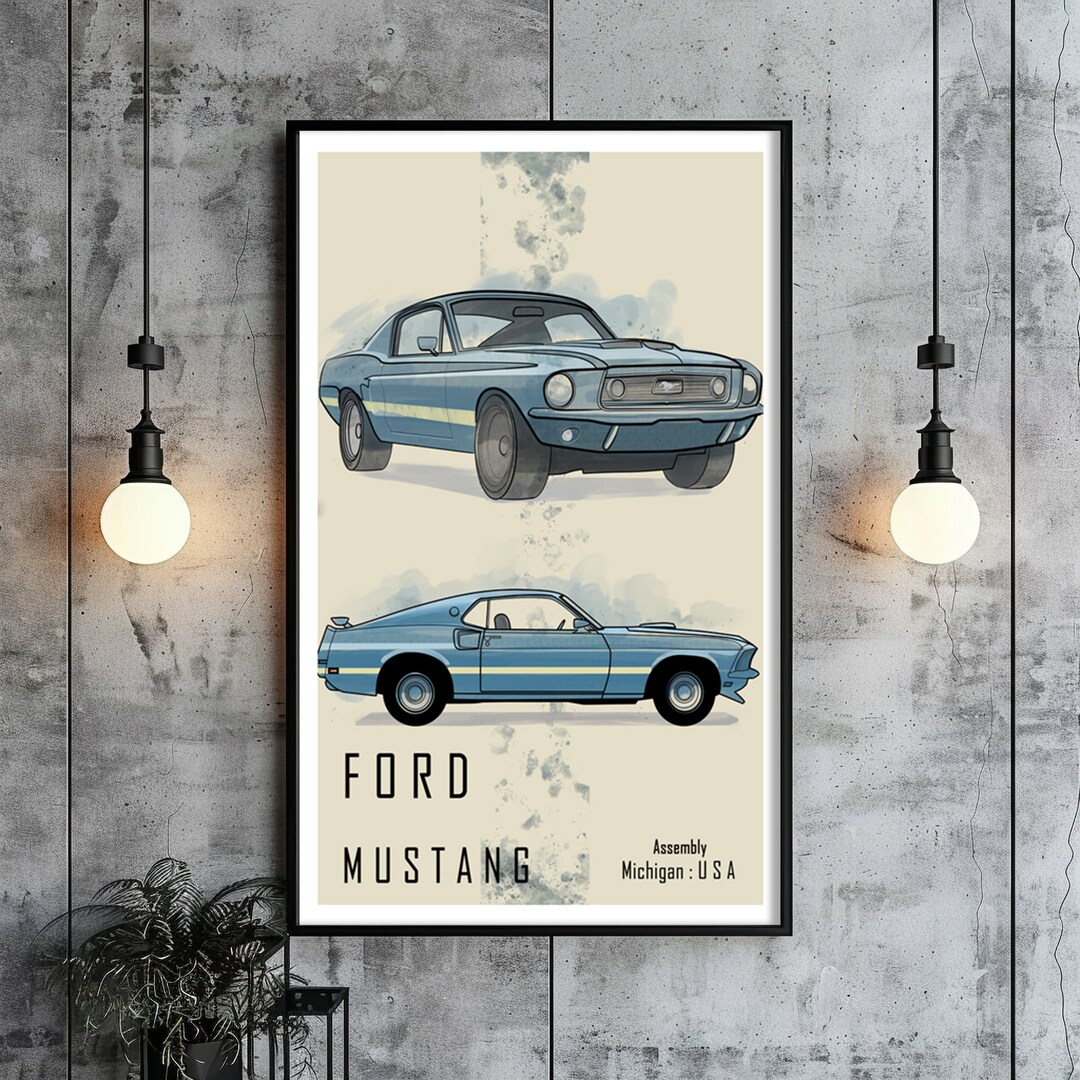 Ford Mustang Art Print: American Classic Car Poster - Etsy