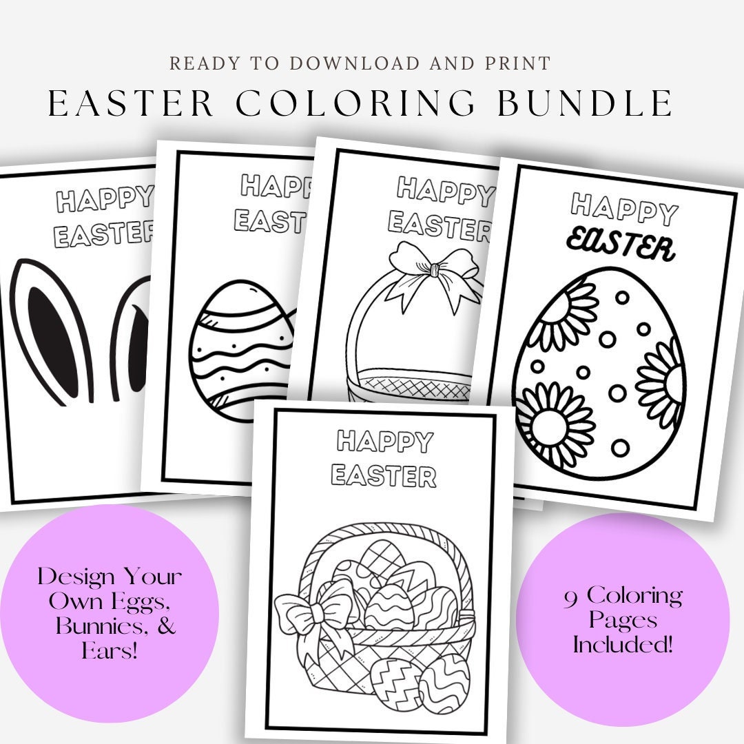 Easter Coloring Pages Bundle - Download and Print - Etsy