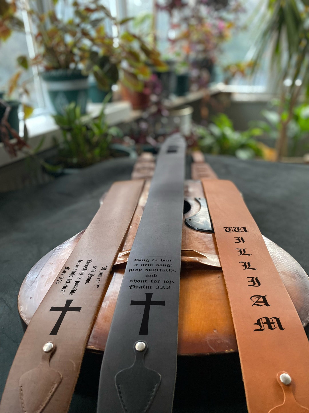 Personalized Leather Guitar Strap · Handmade & Adjustable · Perfect ...