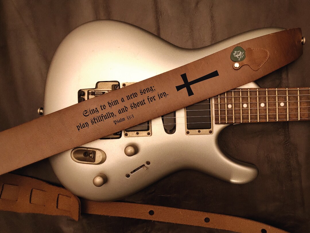 Custom Leather Guitar Strap: Birthday & Religious Gift for Guitarists ...