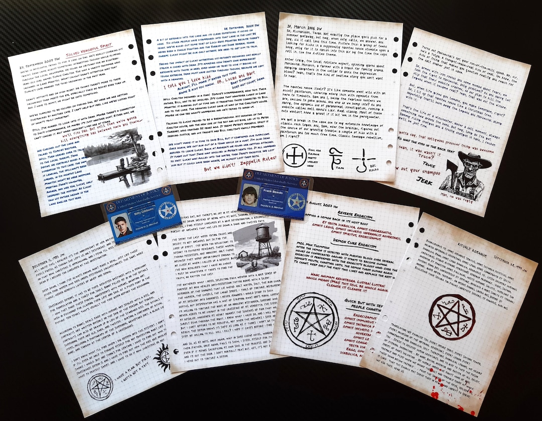 5th Set of Supernatural John Winchester Journal Pages PLUS 2 Fake Ids ...