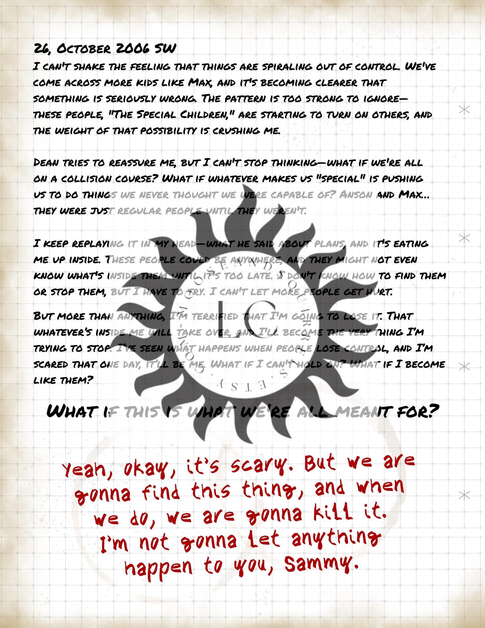 12th Set of Supernatural John Winchester Journal Pages PLUS BONUS ...