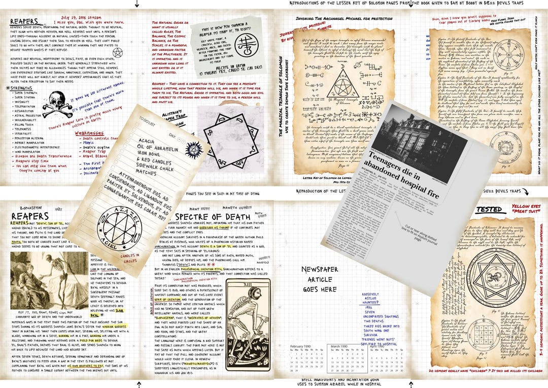 11th Set of Supernatural John Winchester Journal Pages PLUS BONUS ...