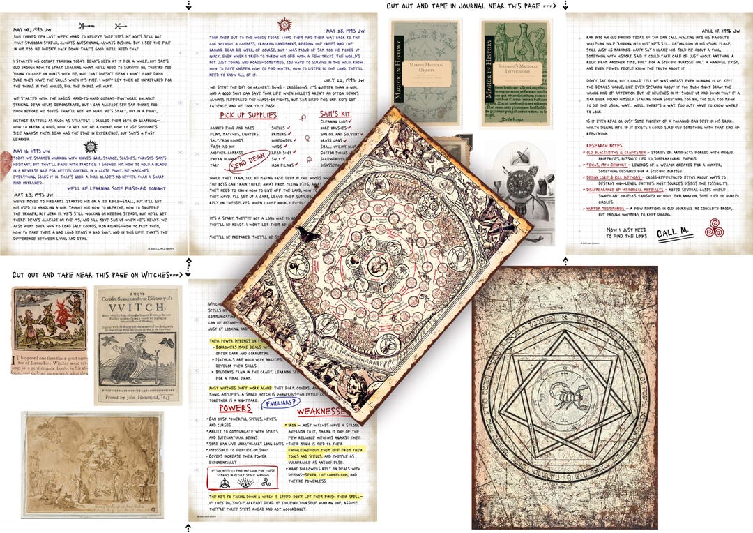 16th Set of Supernatural John Winchester Journal Pages PLUS BONUS ...