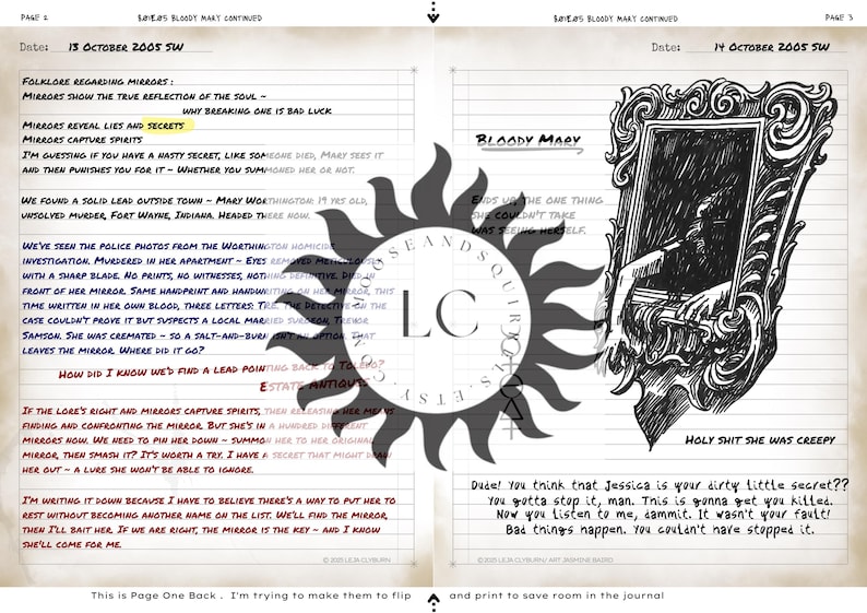 Snd Eighth Set of Sam and Dean Winchester's Supernatural Journal Pages ...