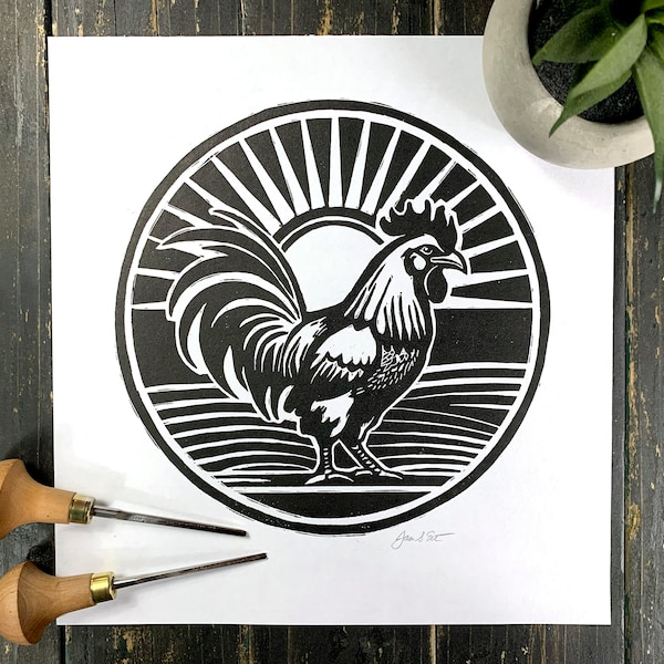 Linocut Art Print - Etsy