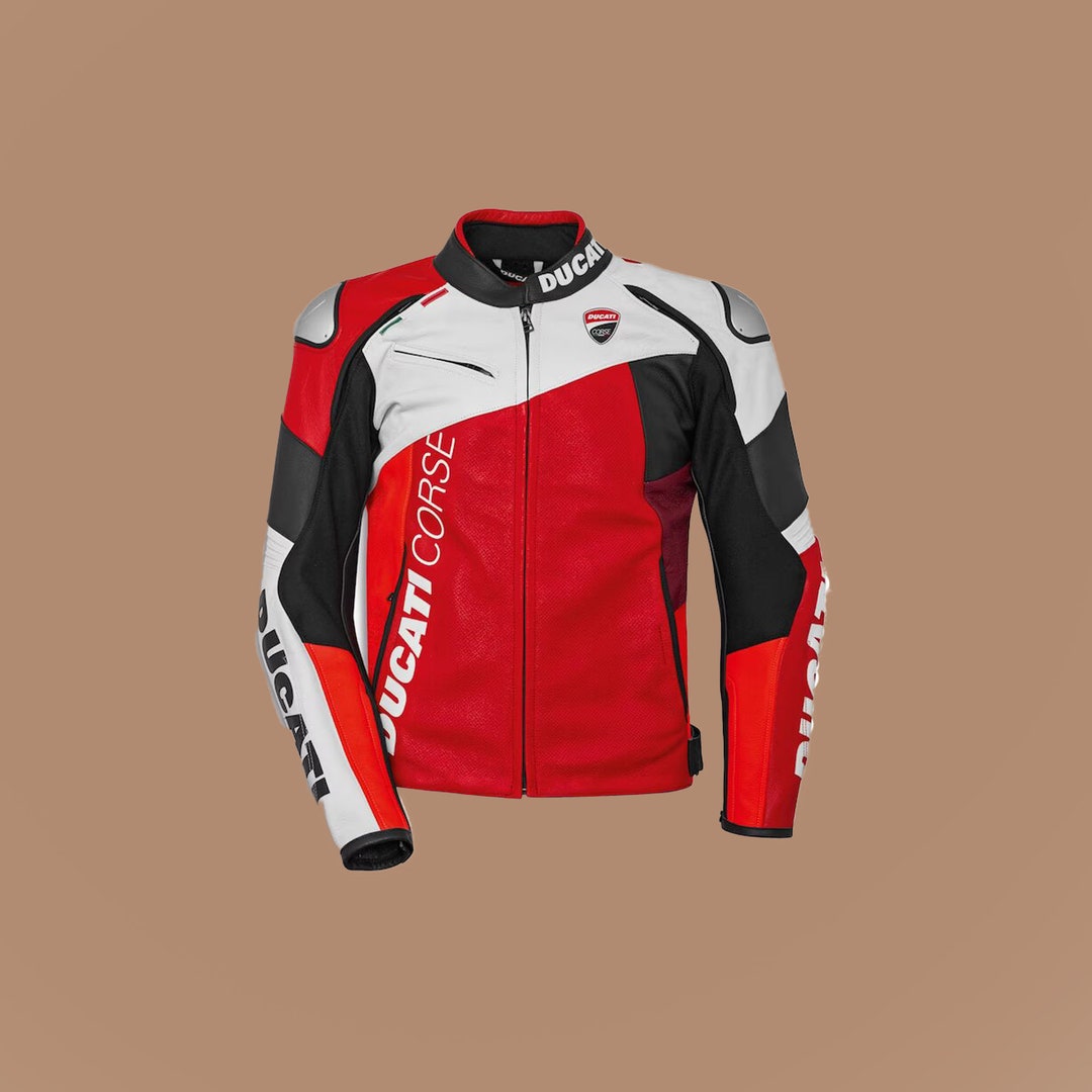 Handmade Ducati Corse C6 Red White Men's Motorbike Racing Leather ...