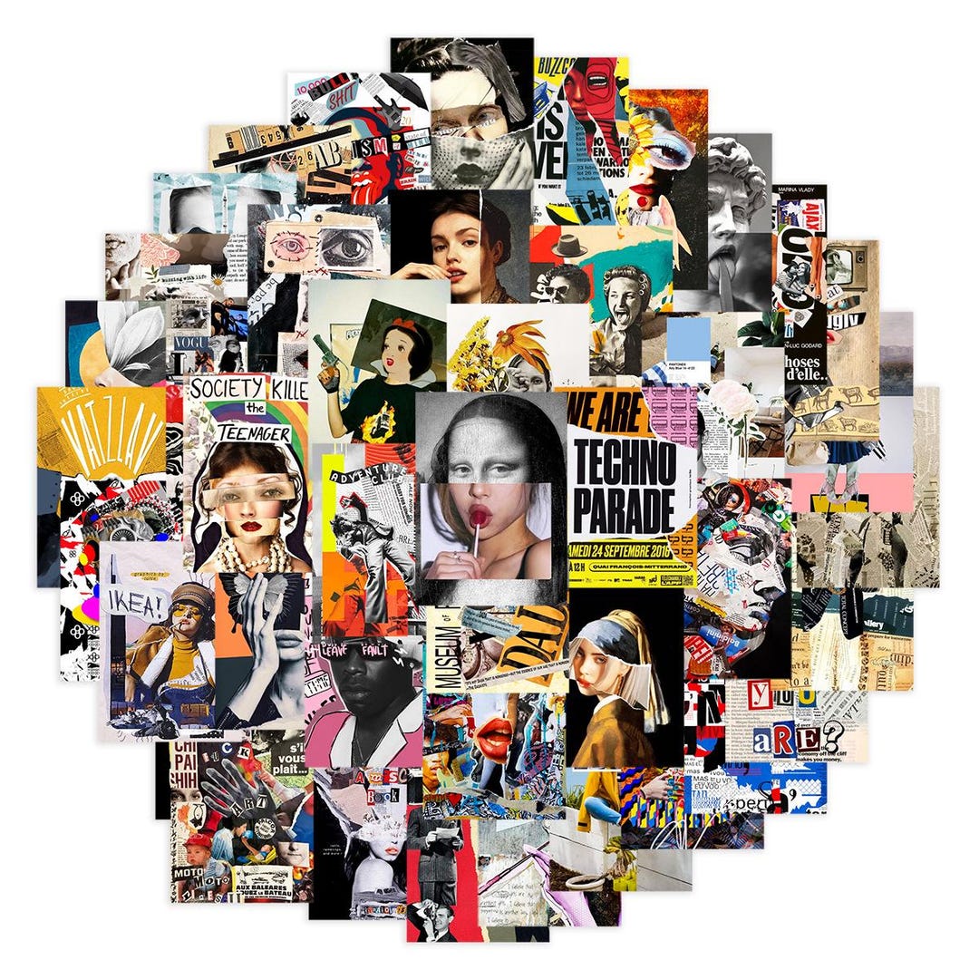 Dadaism Collage Stickers – 50pcs Pop Art Vinyl Decals - Etsy