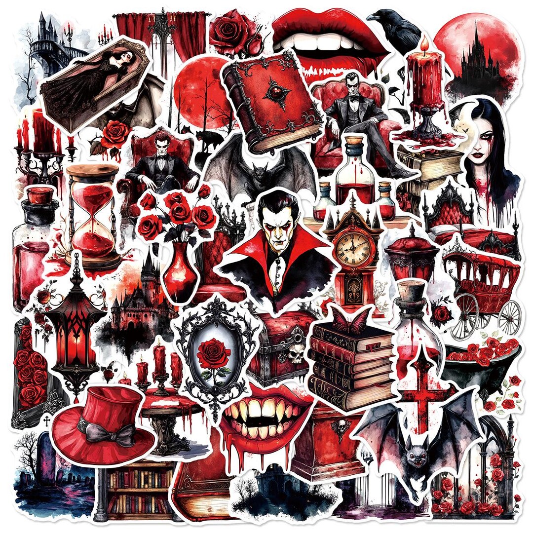 Vampire Gothic Stickers: Waterproof Vinyl Decals, 50-piece - Etsy