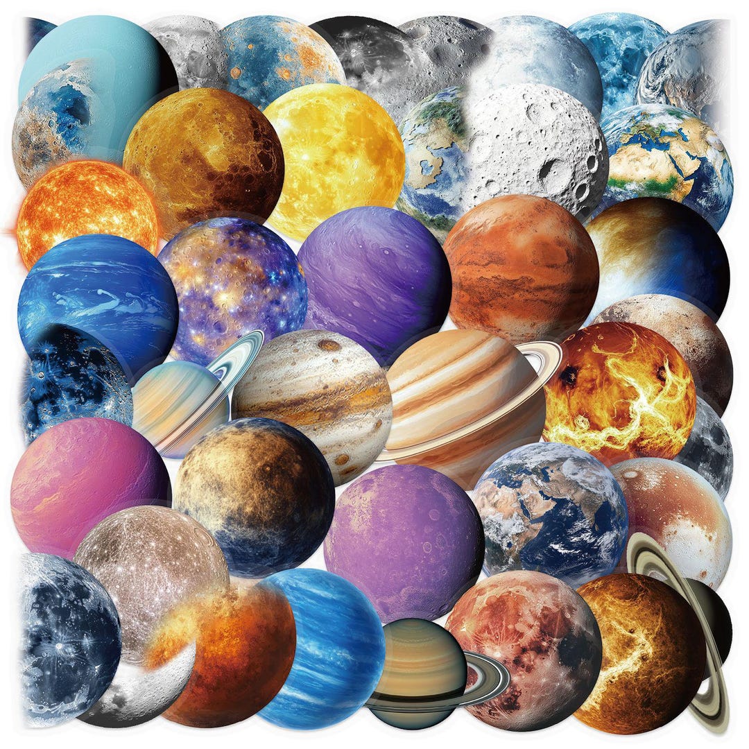 Galaxy Planet Stickers – 50 Transparent Space Decals - Etsy