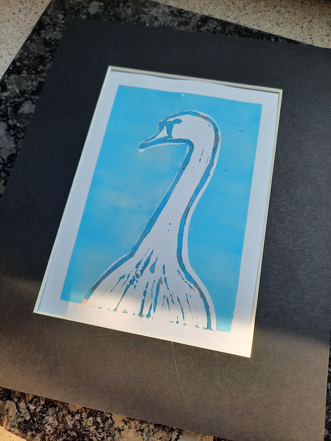 Original Gradient Swan #8 Colour Linocut Print: Hand Made Aboard ...