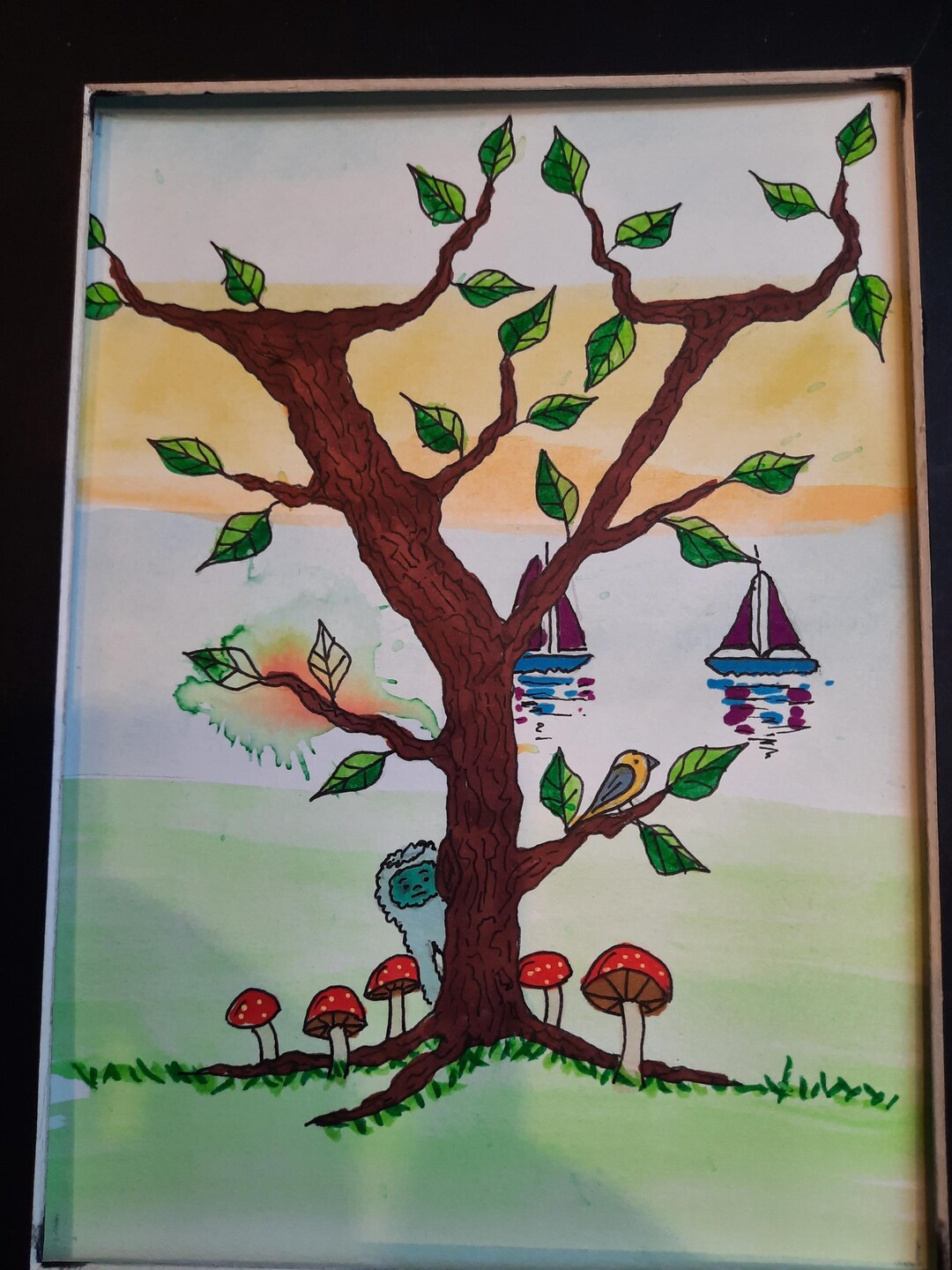 Original Mixed Media Letter Trees: Letter Y. Hand Made Aboard ...