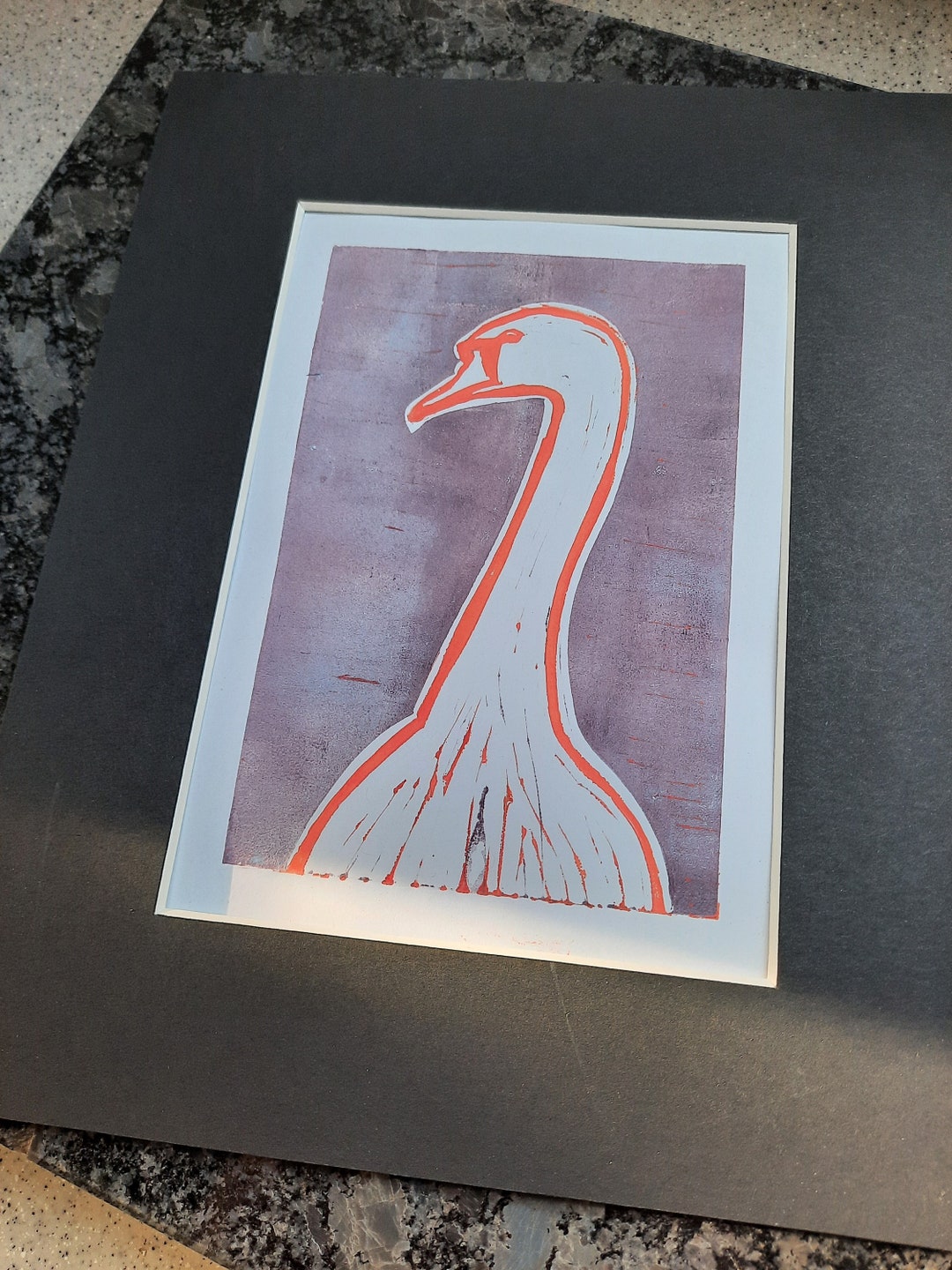 Original Gradient Swan #11 Colour Linocut Print: Hand Made Aboard ...