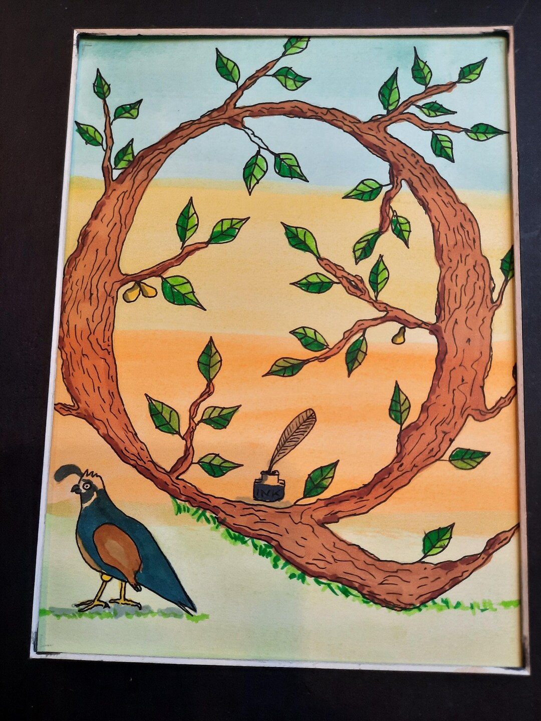 Original Mixed Media Letter Trees: Letter Q. Hand Made Aboard ...